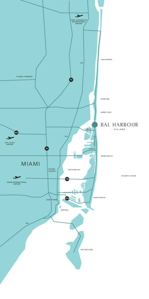 Bal Harbour map and guide to hotels near South Beach, Miami